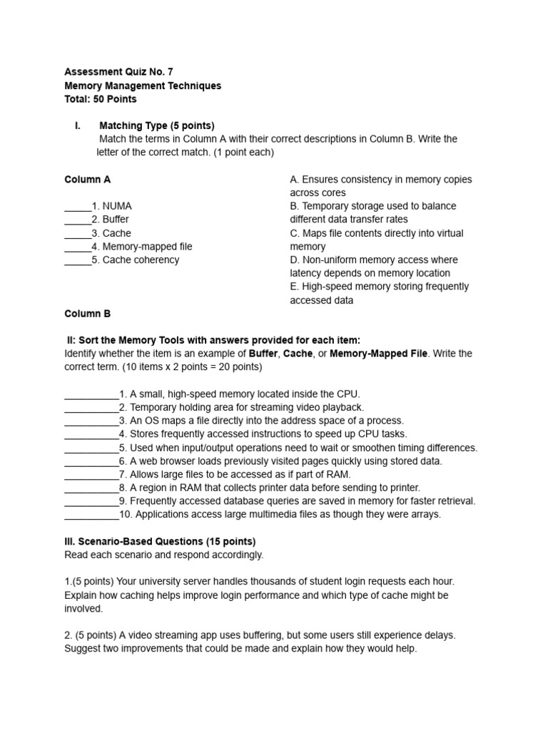 Assessment in Memory Management Techniques | PDF | Computer Data ...