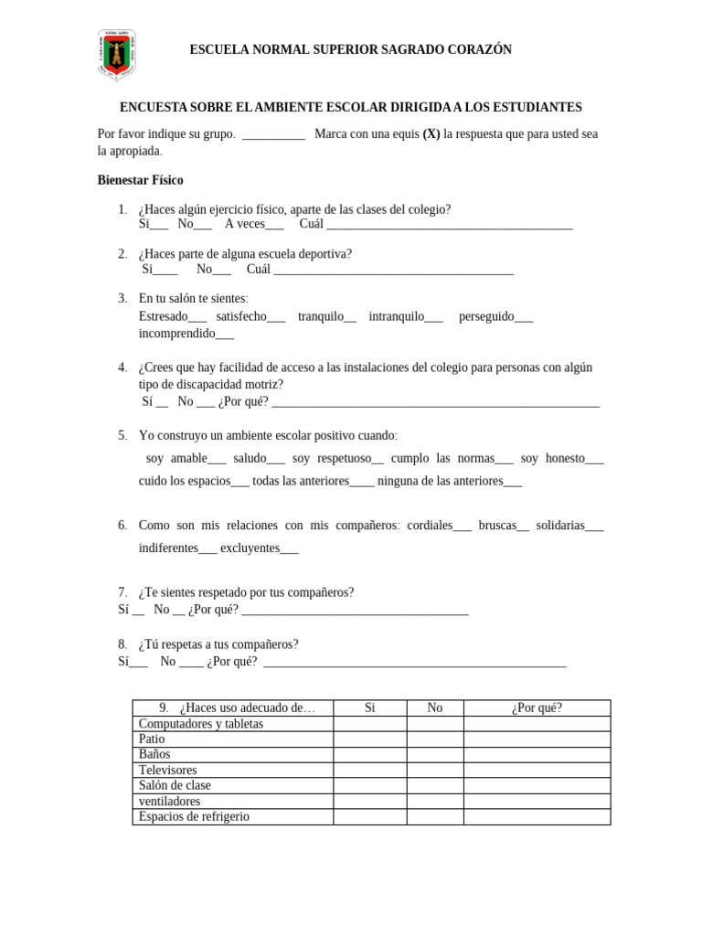 Encuesta Bienestar Estudiantil | PDF