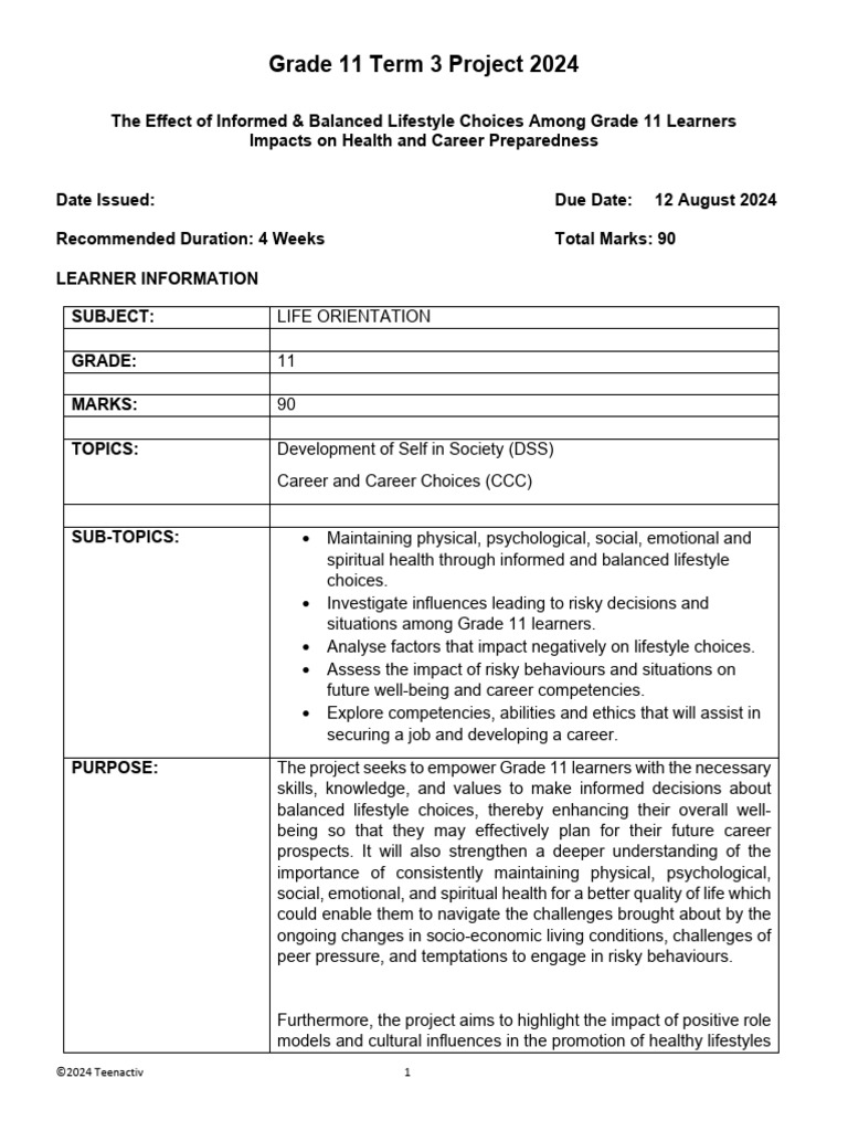 Gr11 t3 Dss CCC Project (2024) | PDF | Well Being | Decision Making