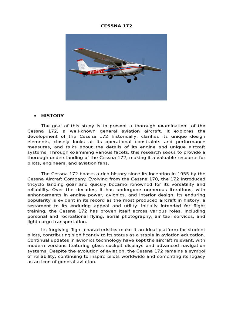Overview of Cessna 172 Aircraft | PDF | Flight Control Surfaces | Aircraft
