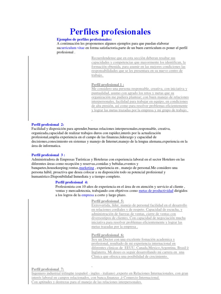 Perfiles profesionales