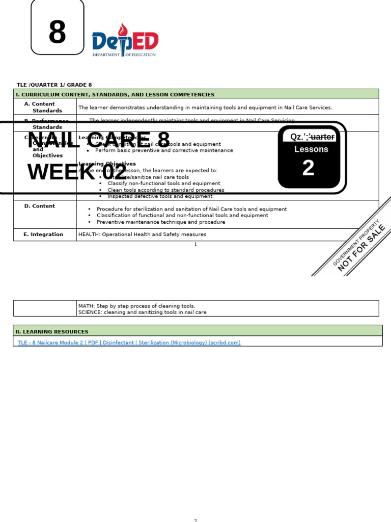 Nail Care 8 W-2 | PDF | Disinfectant | Sterilization (Microbiology)