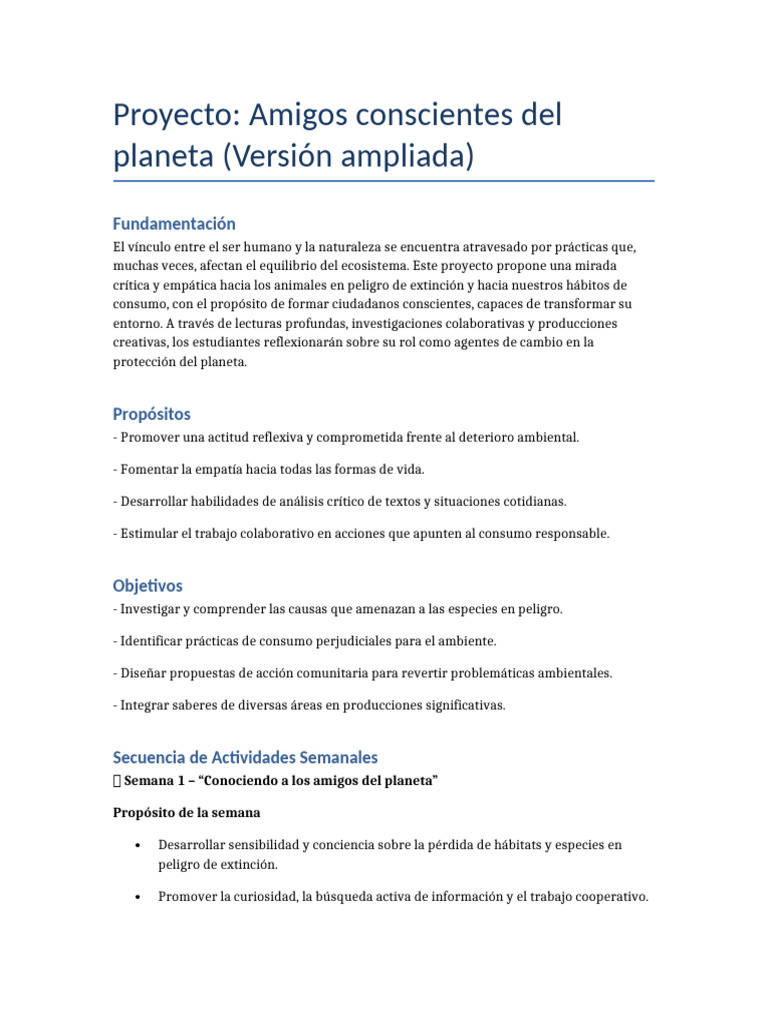 Proyecto Amigos Conscientes Planeta Ampliado | PDF | Entorno natural | Agua