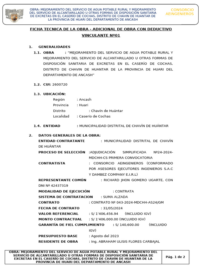 Ficha Tecnica - Adicional Vinculante | PDF | Alcantarillado | La contaminación del agua