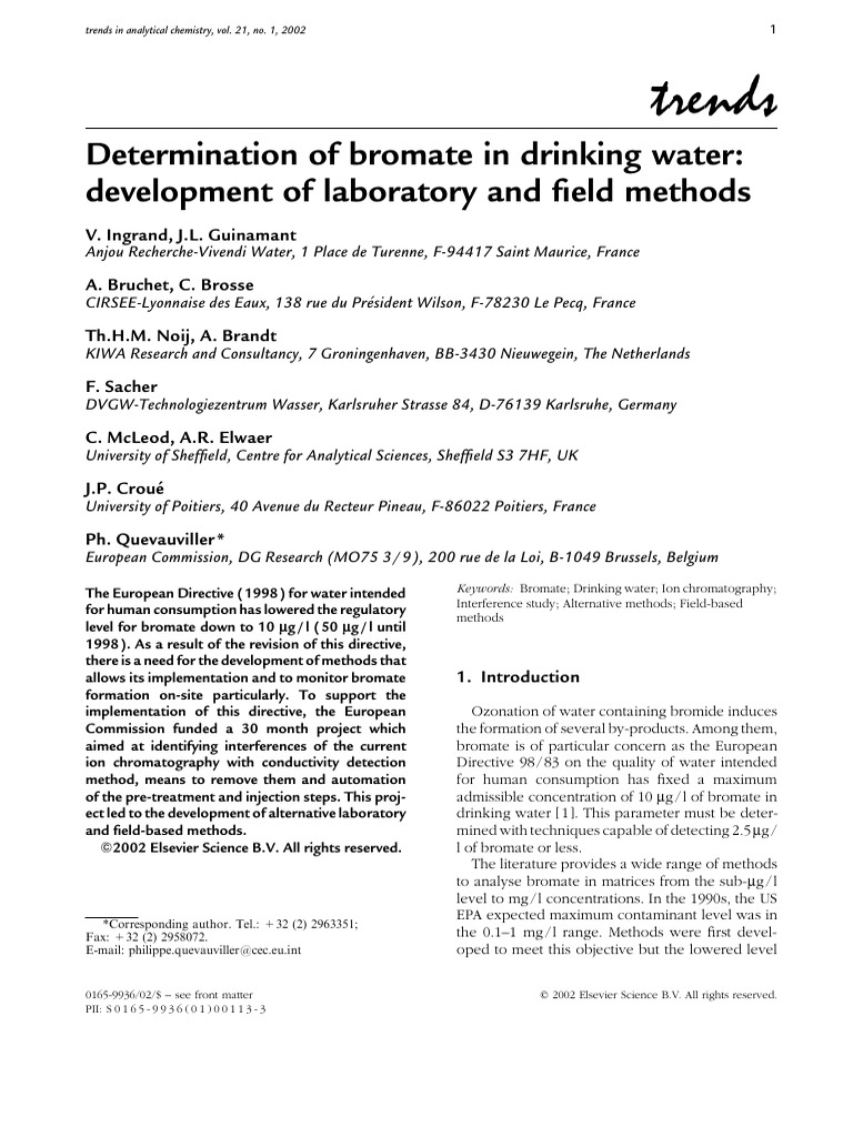 Determination of Bromate in Drinking Water Develop | PDF | Chromatography | Chlorine