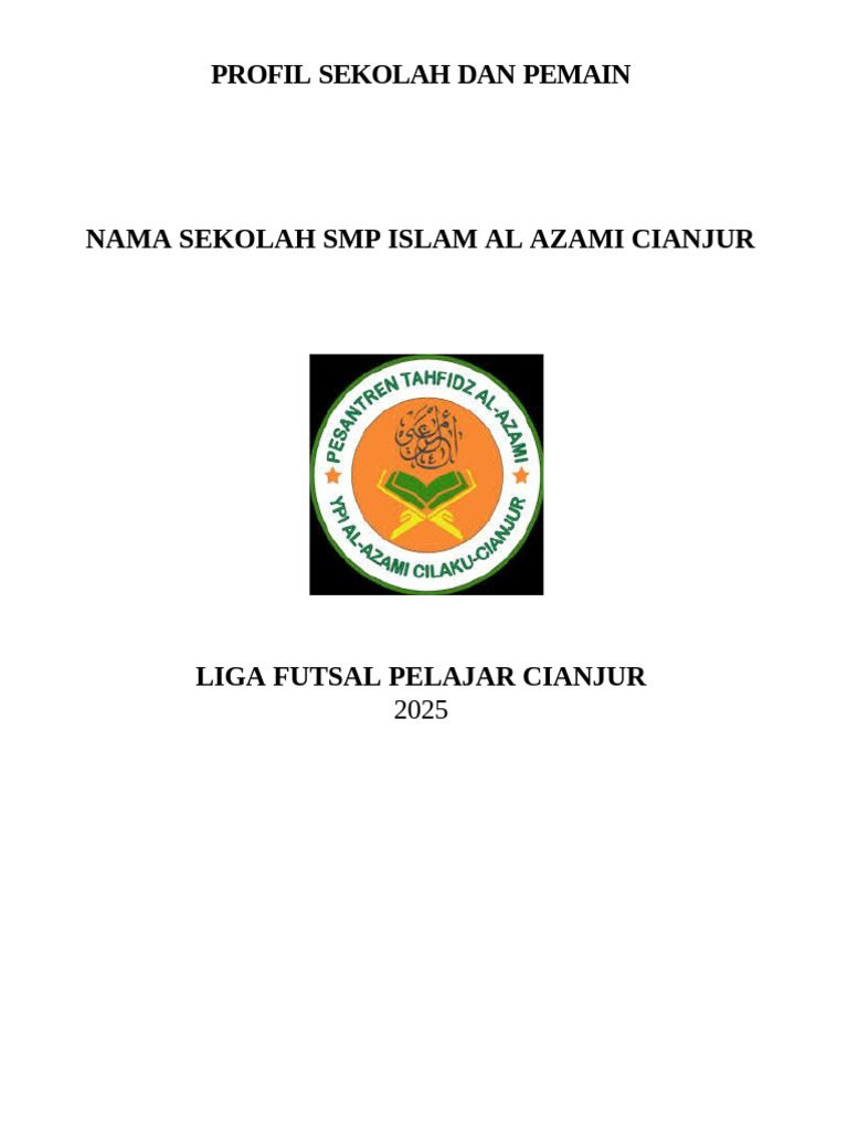 Profil Tim Futsal SMP Al-Azami Cianjur | PDF