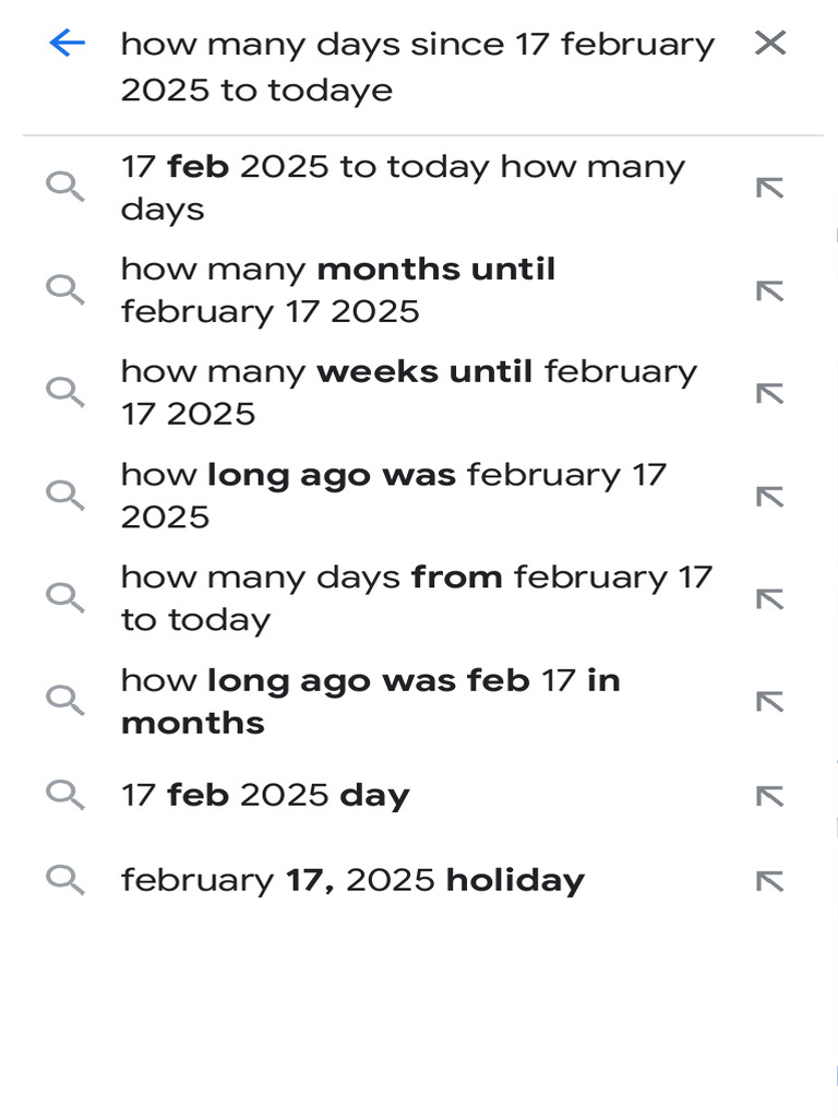 How Many Days Since 17 February 2025 To Today - Google Search | PDF
