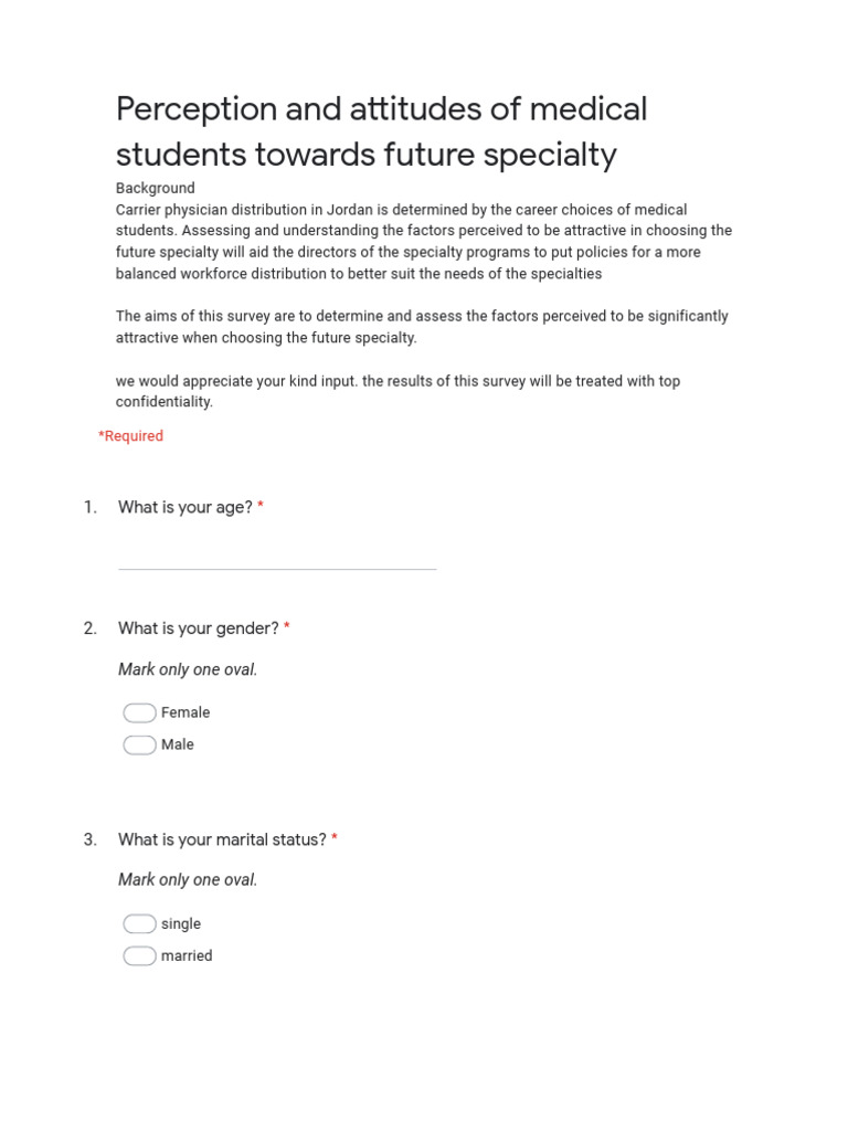 Medical Students' Specialty Preferences Survey | PDF | Medical School ...