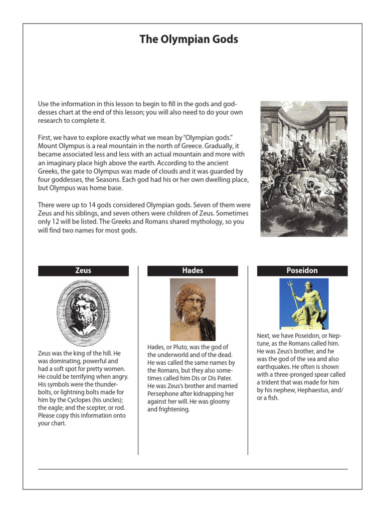 Lesson GreekMythology | PDF | Twelve Olympians | Hades