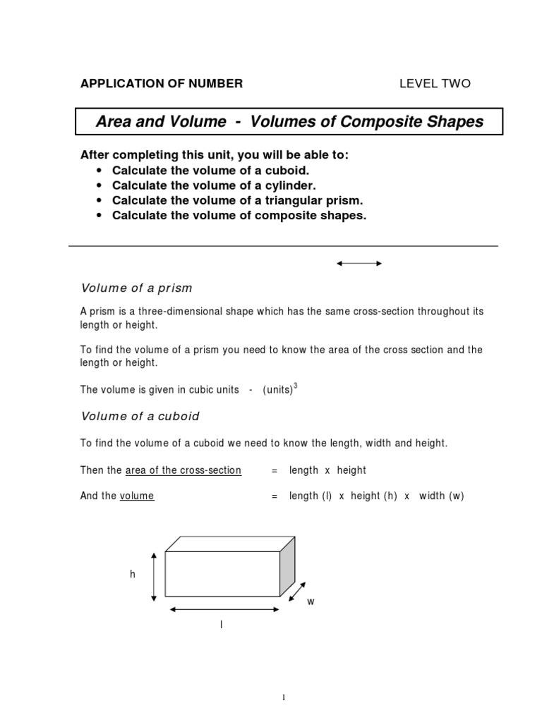 Area and Volume - Volumes of Composite Shapes | PDF | Volume | Triangle