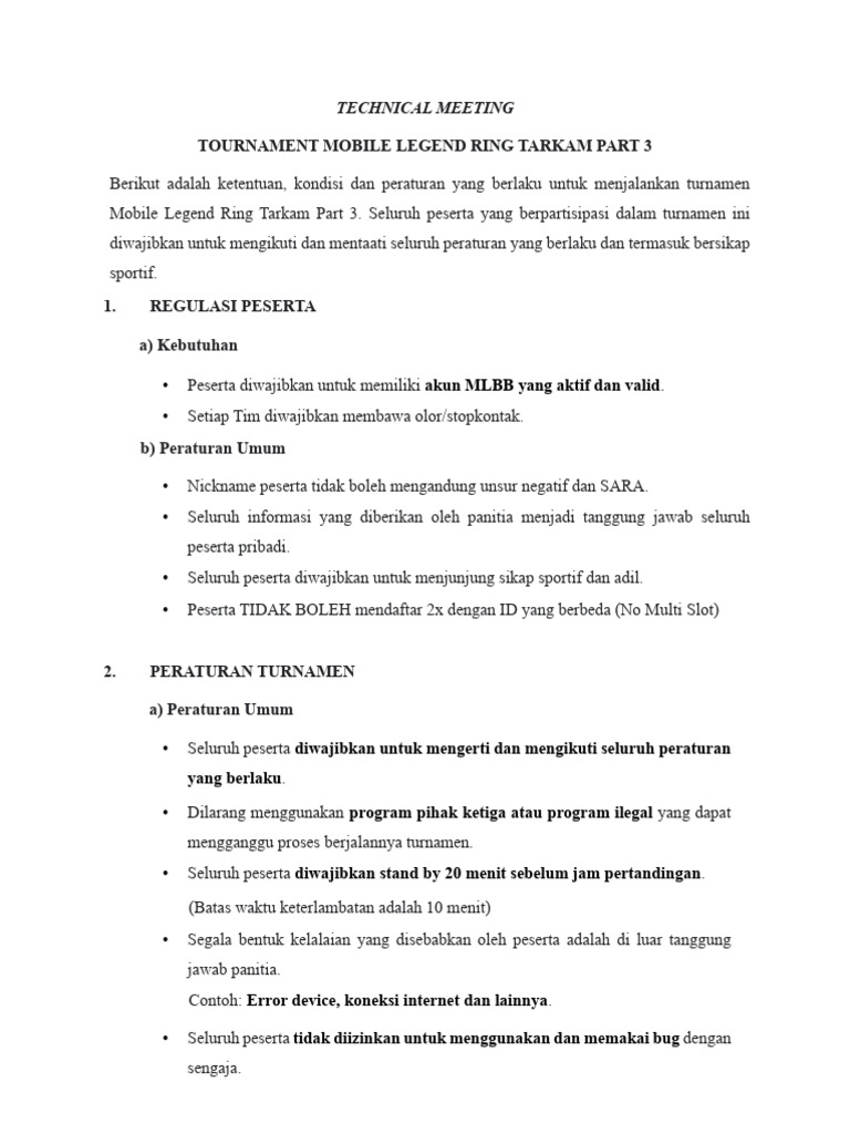 MLBB Ring Tarkam | PDF