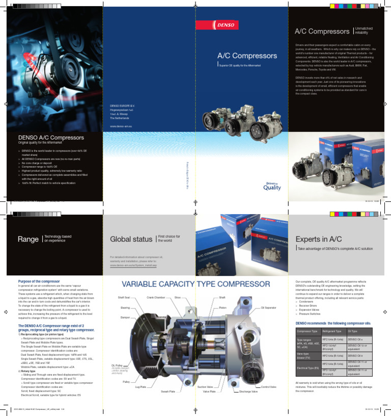 DENSO A/C Compressor Service Guide | PDF | Air Conditioning | Machines
