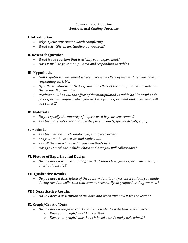 Science Experiment Report Structure Guide | PDF | Chart | Experiment