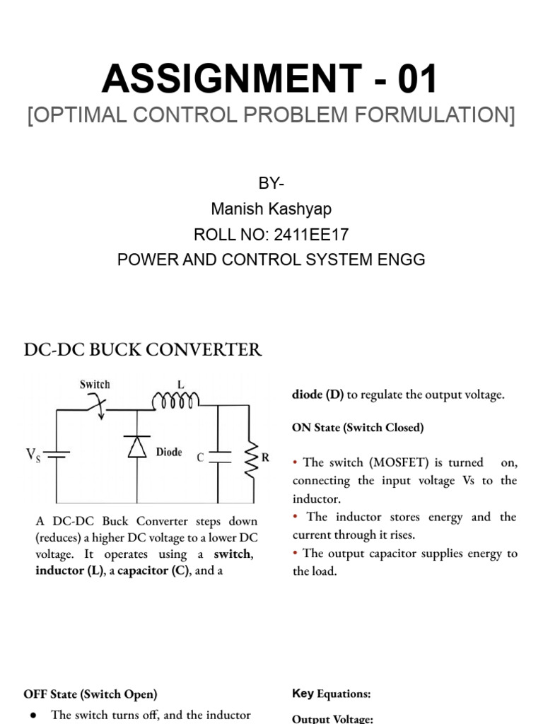 Assignment - 01 - Optimal Control Problem Formulation - 1 | PDF | Power ...