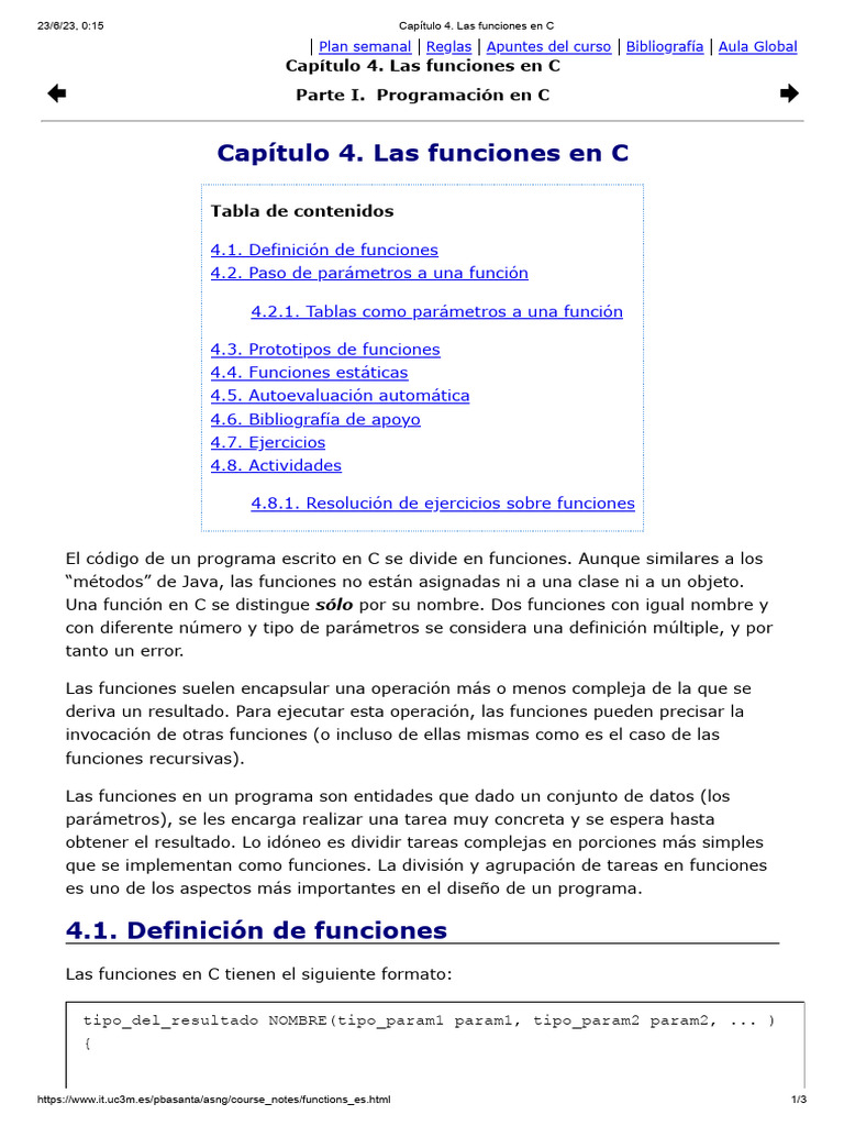 Capítulo 4. Las Funciones en C | PDF | Función (Matemáticas) | Java (lenguaje de programación)
