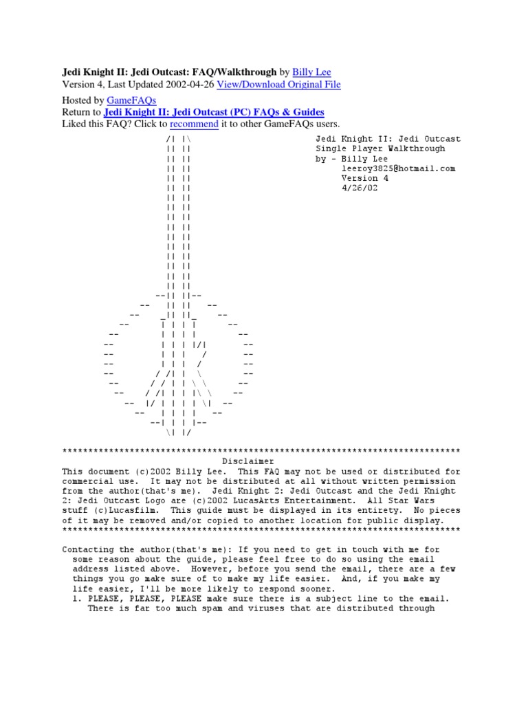 Jedi Outcast Game Guide | PDF | Elevator | Email