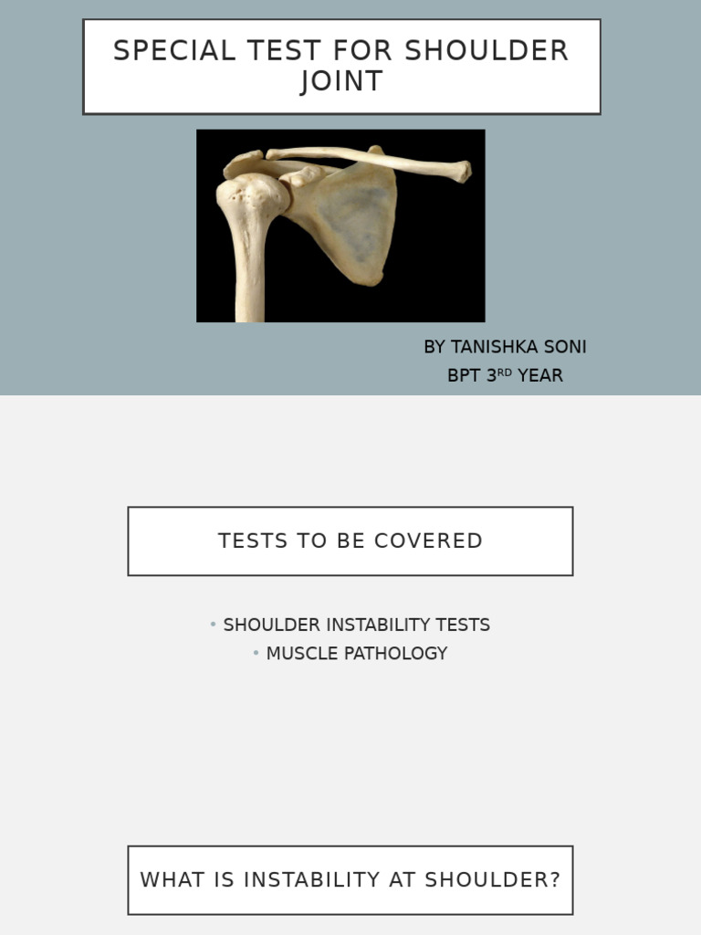 Special Test For Shoulder Joint | PDF | Shoulder | Anatomical Terms Of ...