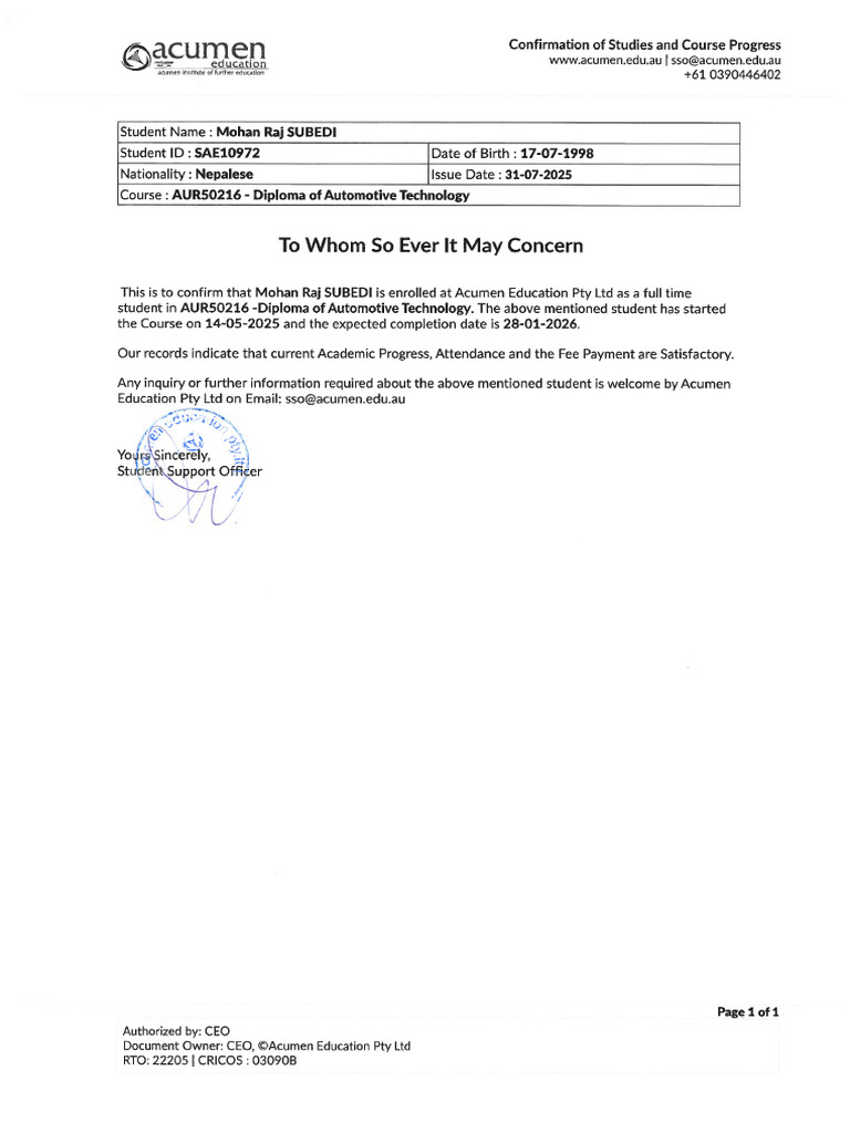 SAE10972 CP Letter | PDF