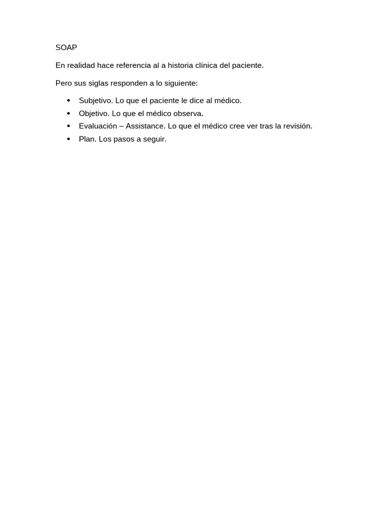 Significado y Ejemplo de SOAP en Medicina | PDF