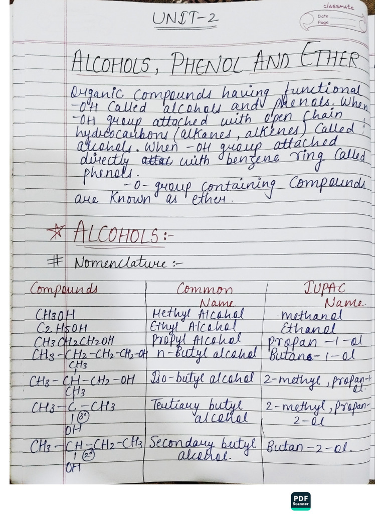 Alcohol, Phenol and Ether | PDF