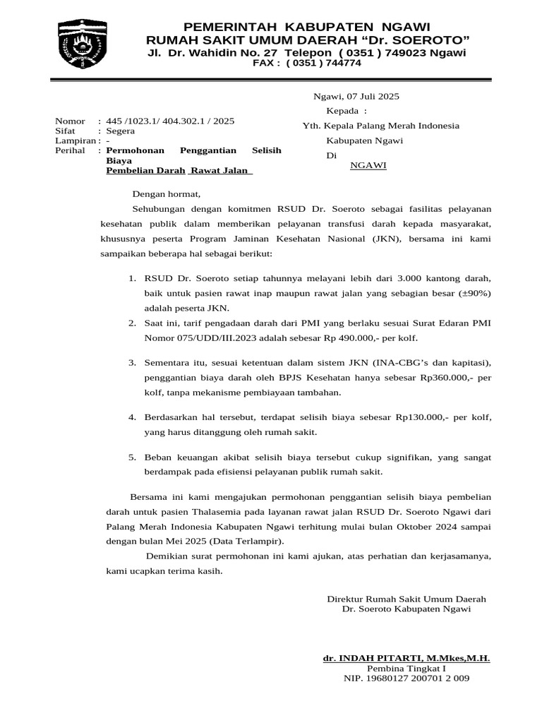 SURAT Pengantar PMI | PDF