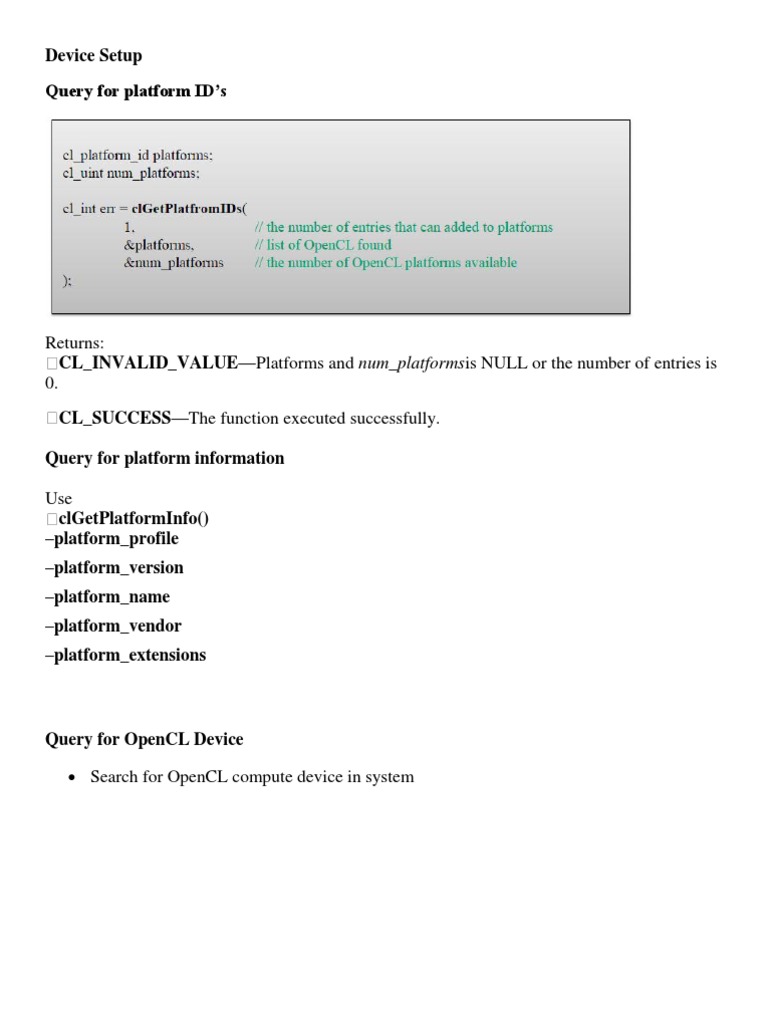 Device Setup Query For Platform ID's: Returns: 0 | PDF | Kernel ...