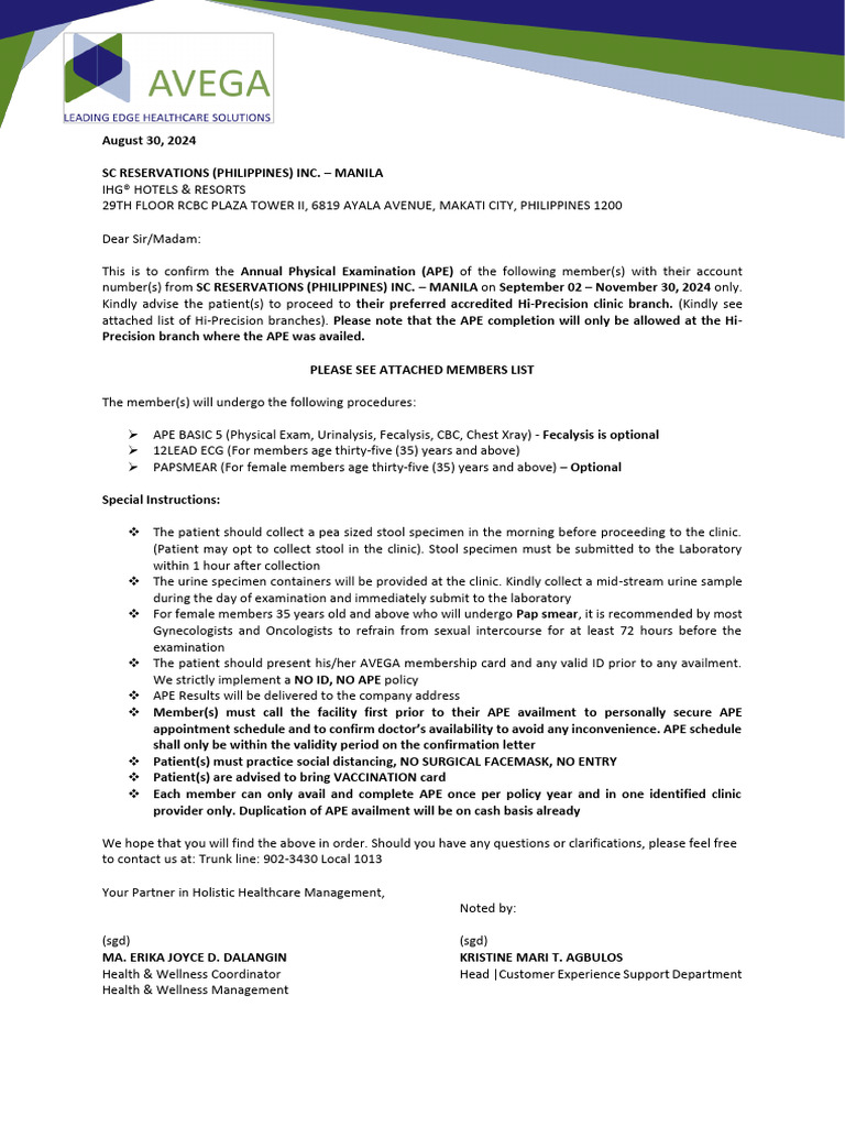 Hi-Precision APE Confirmation Notice | PDF | Medicine | Medical Specialties