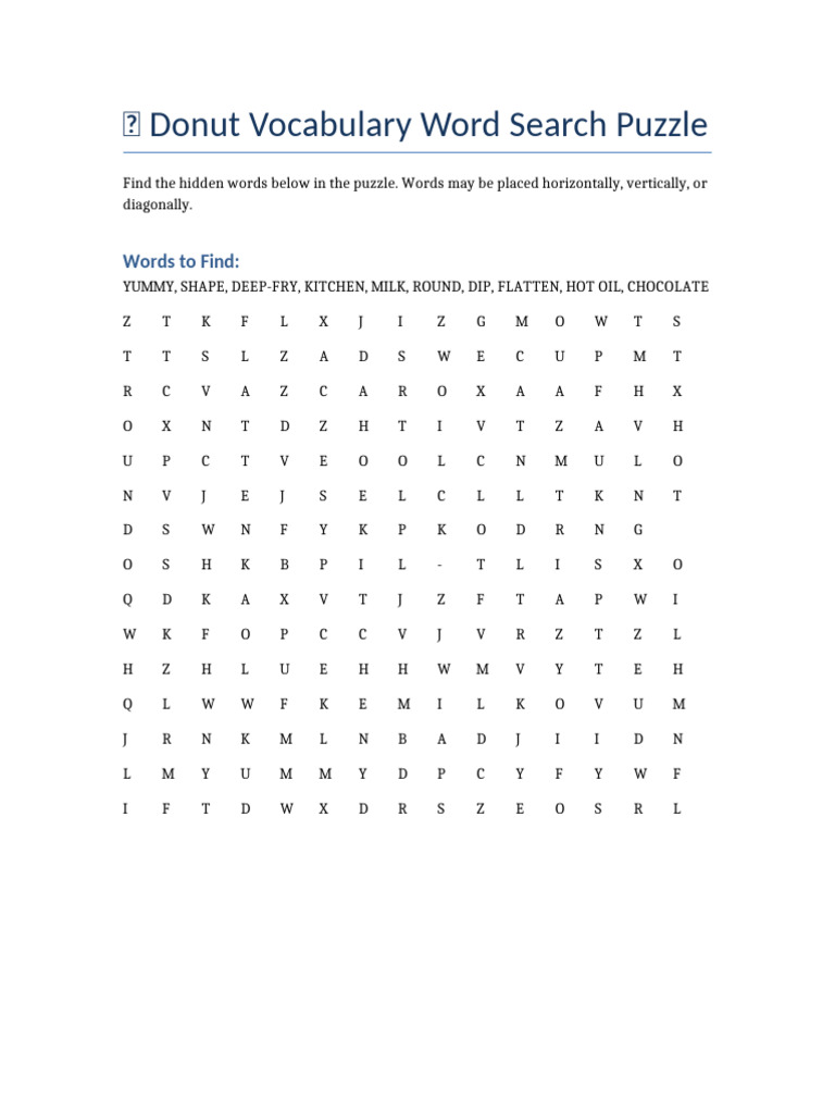 Donut Word Search Puzzle | PDF