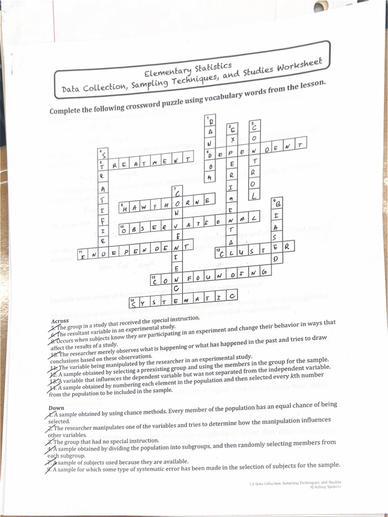 1.2 Data Collection, Sampling Techniques, and Studies Ashley Spencer ...