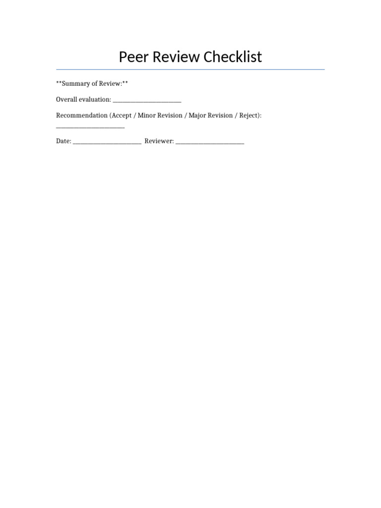 Peer Review Checklist en | PDF | Cross Validation (Statistics ...