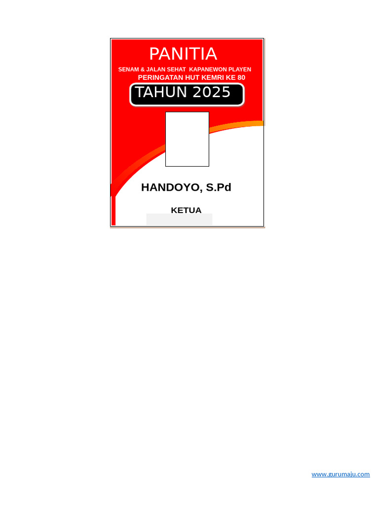 Contoh ID Card Panitia HUT RI 80 | PDF