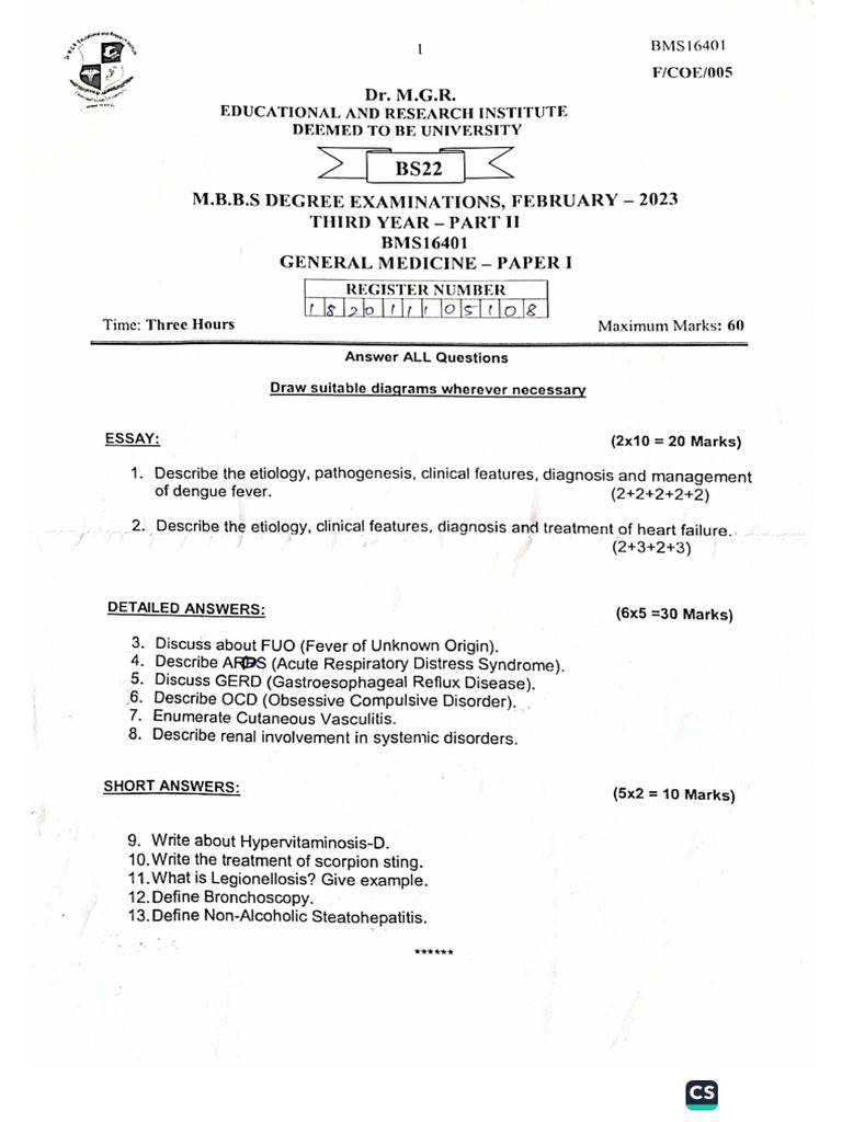 4th Year University Question Papers | PDF