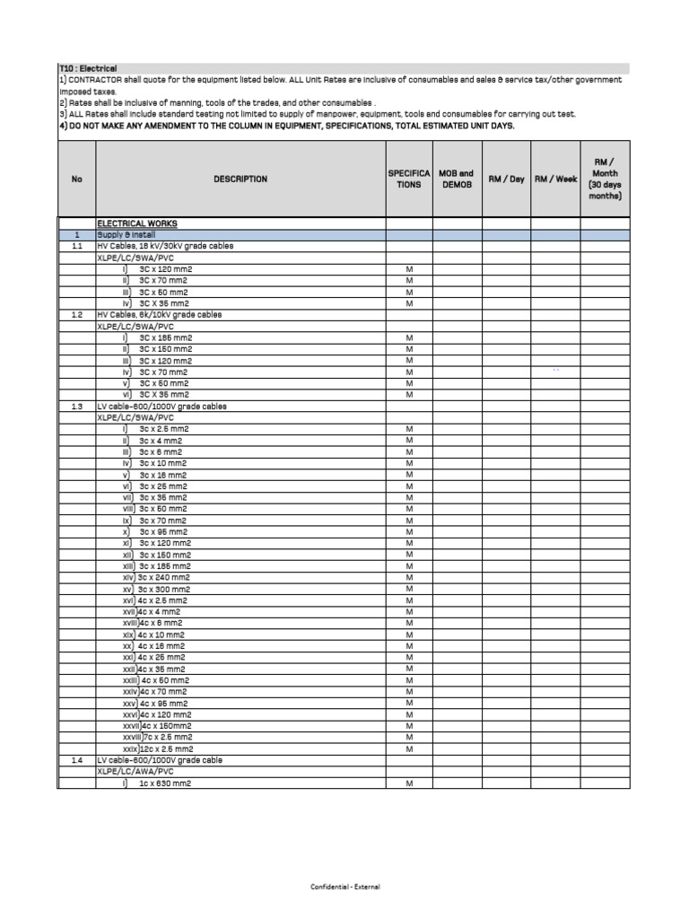 Electrical Works Rate Schedule | PDF | Electrical Wiring | Electricity