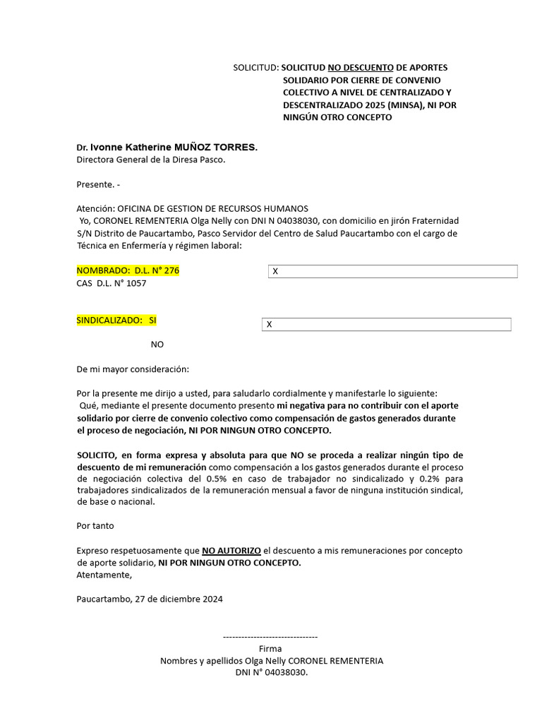 Aporte Solidario PARA DIRESA PASCO | PDF