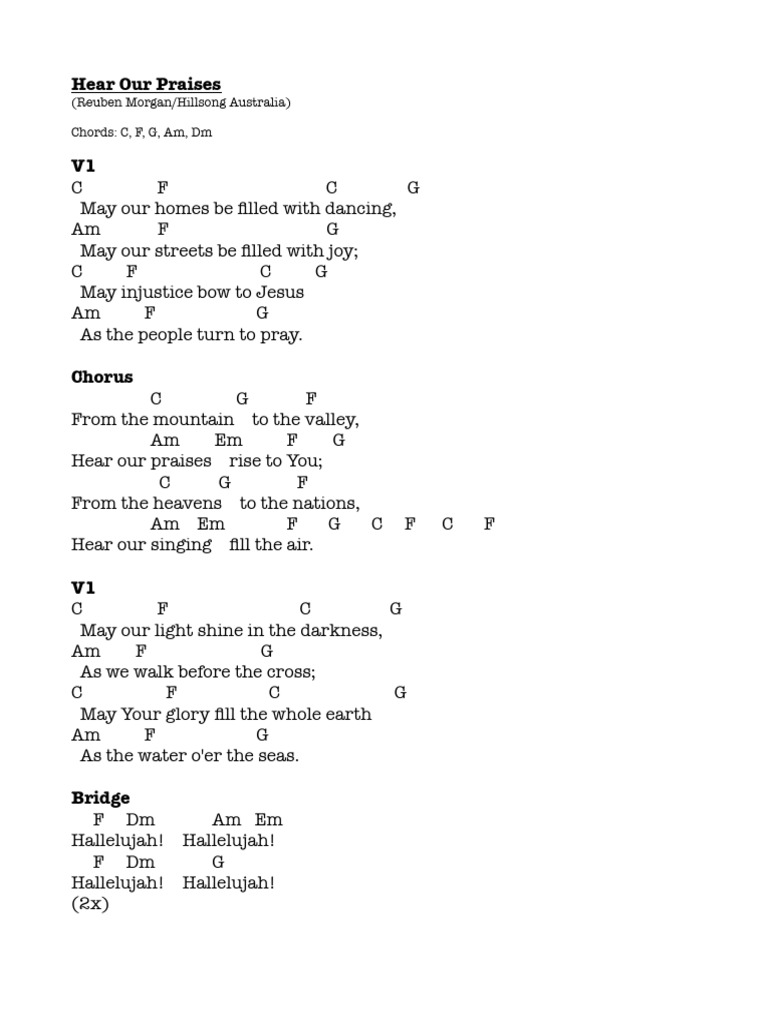 Hear Our Praises Lyrics and Chords | PDF