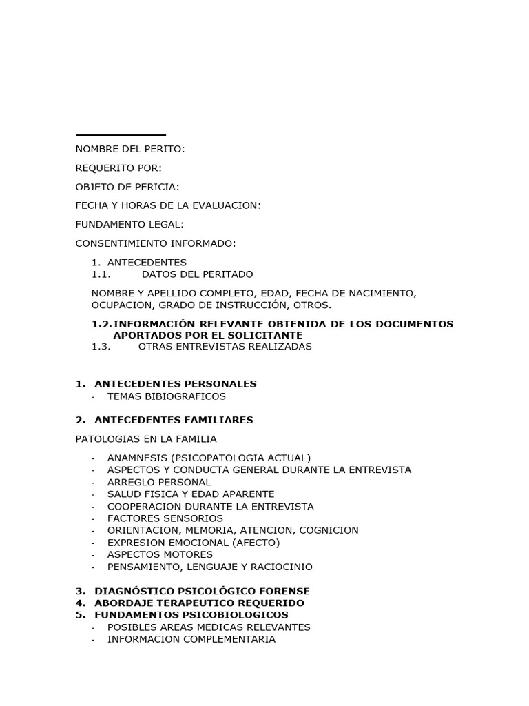 Informe Pericial Psicológico Forense | PDF