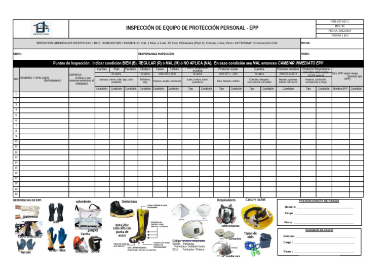 FOR-SST-007-1 Inspección de EPP | PDF | Materiales