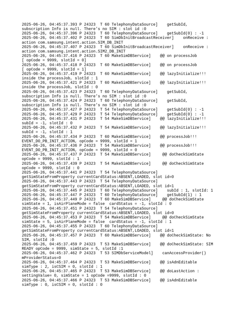 SIM Card Initialization Log Analysis | PDF