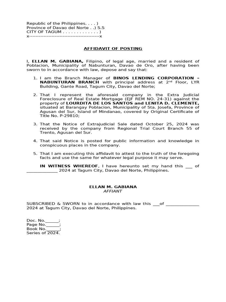 Affidavit of Posting | PDF