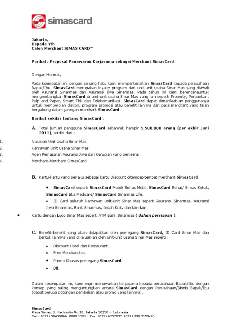 Proposal Dan Formulir Kepesertaan Merchant | PDF