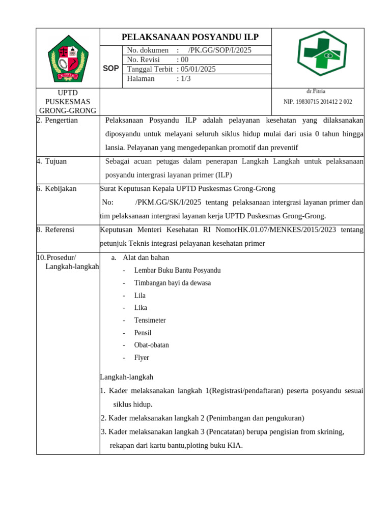 Sop Pelaksanaan Ilp | PDF