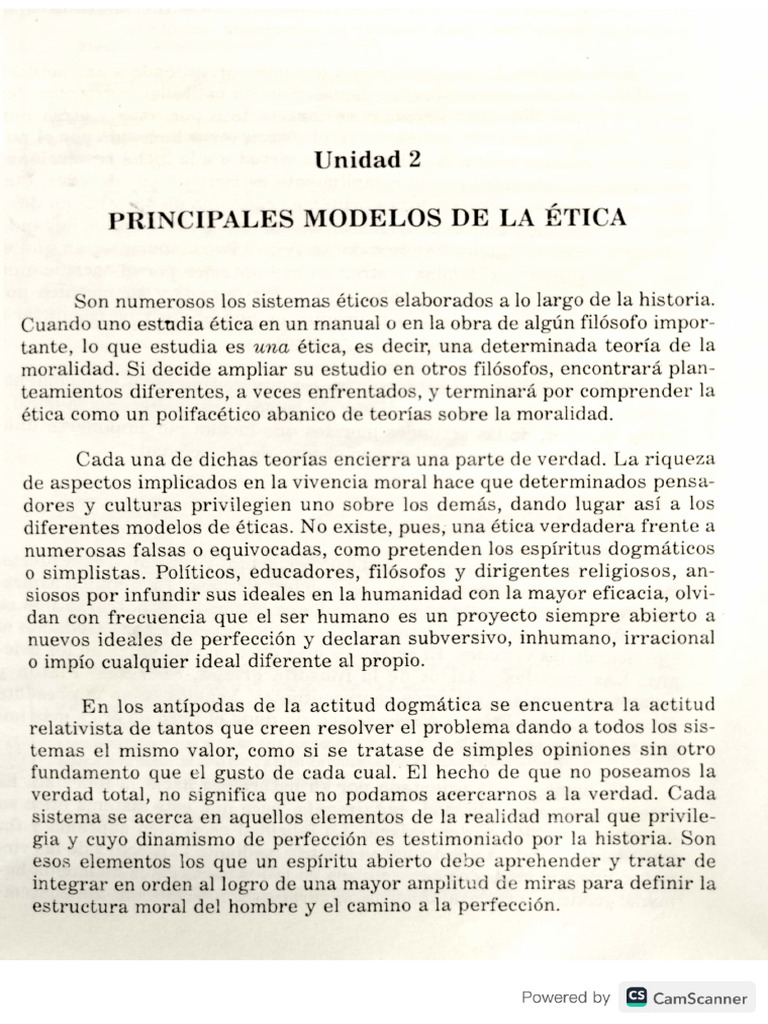 Unidad 2 Principales Modelos de La Ética | PDF