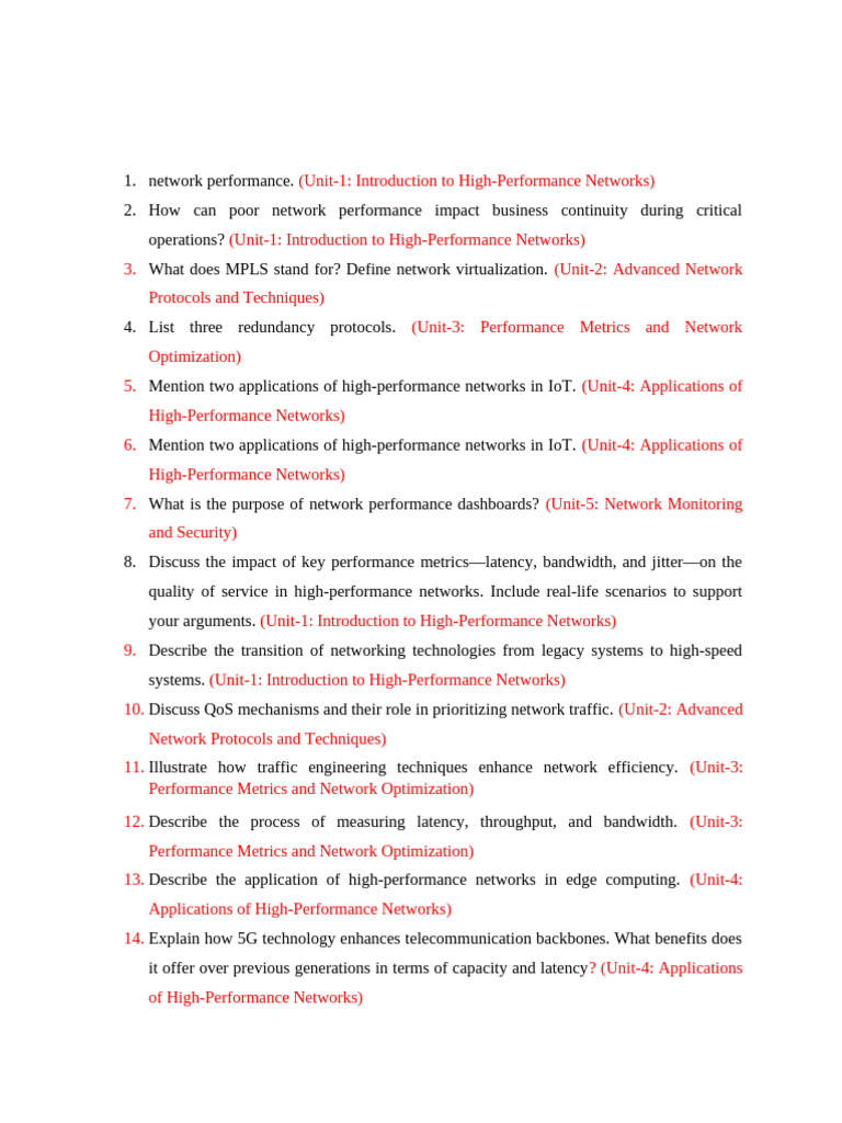 High-Performance Network Essentials | PDF | Computer Network | Quality ...