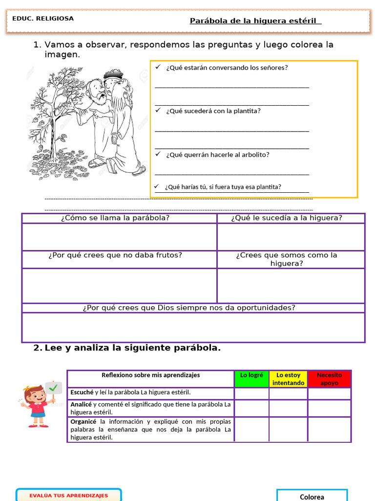 D2 A2 FICHA REL. Parábola La Higuera Estéril 09-06-25 | PDF