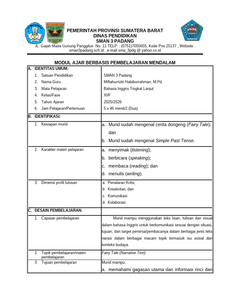 8b. Modul Ajar Berbasis Pembelajaran Mendalam Kelas Xi Lanjut ...