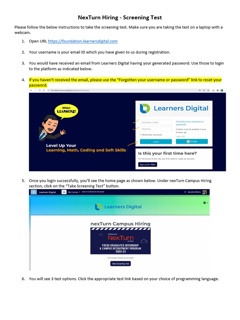 NexTurn Screening Test Instructions | PDF