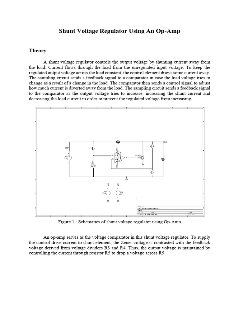 Shunt Voltage Regulator Using Op Amp | PDF