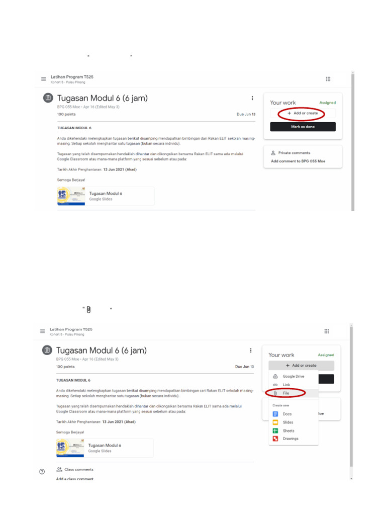 Cara Hantar Tugasan Secara Online Melalui Google Classroom | PDF