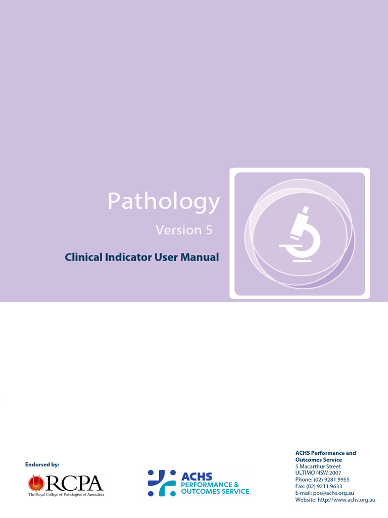 Pathology Clinical Indicator Manual V5 | PDF | Medicine | Health Care