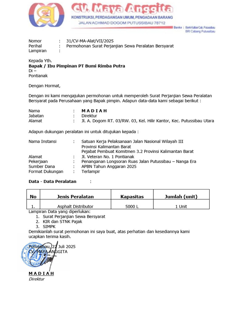 Permohonan Asphalt Bumi Rimba Putra | PDF